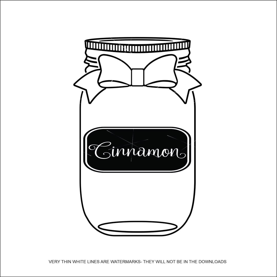 Mason Jar Label Cinnamon * Bow Jar * Spice Condiment Kitchen Flavor ...