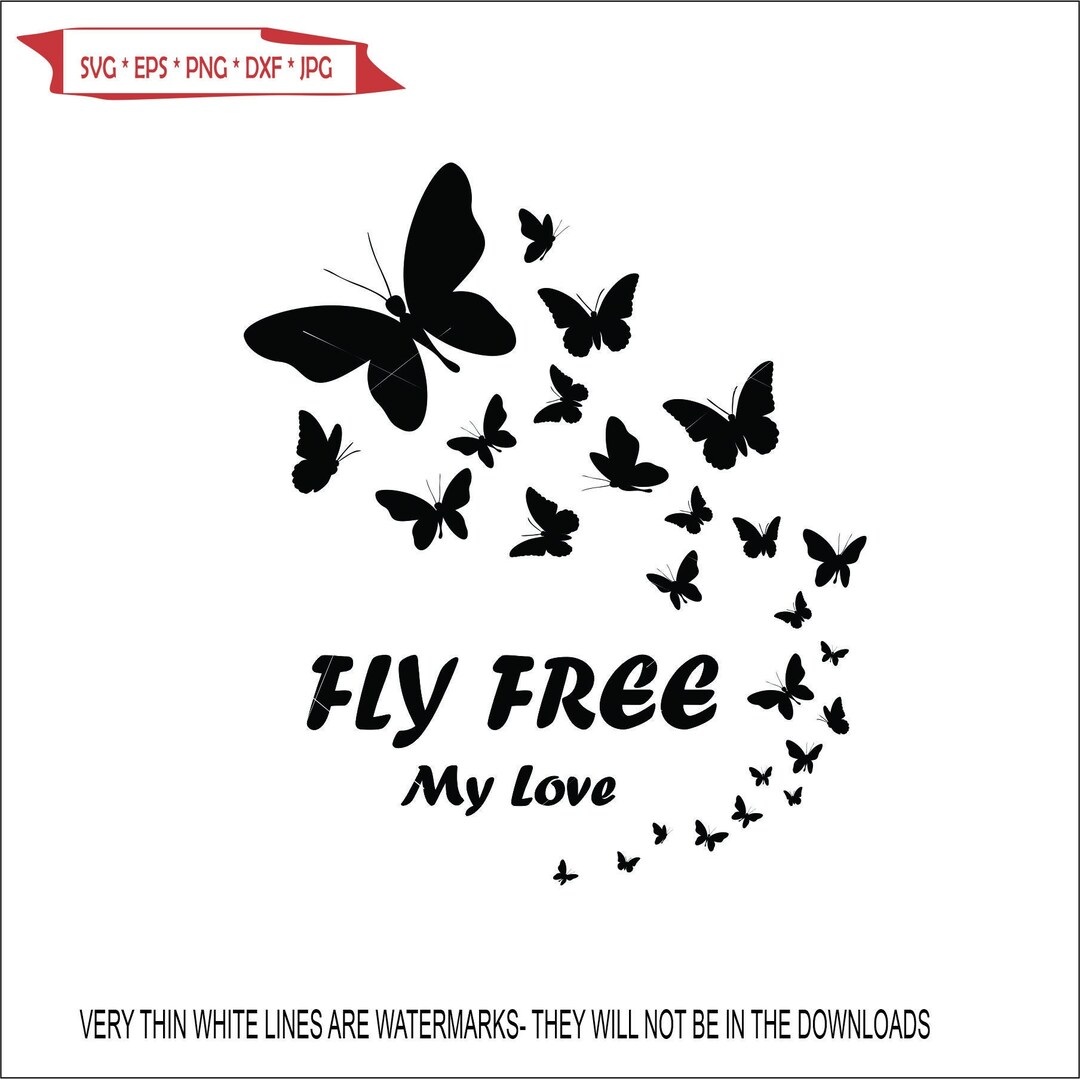 Fly Free My Love Butterflies Fluttering Cluster Trail Wings Small to ...