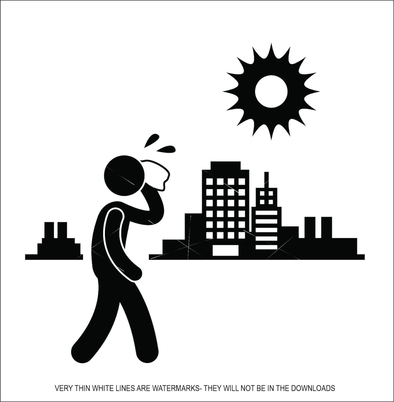 Simple so so Hot Sun Beating Down Man Excessive Sweating Nature Weather ...