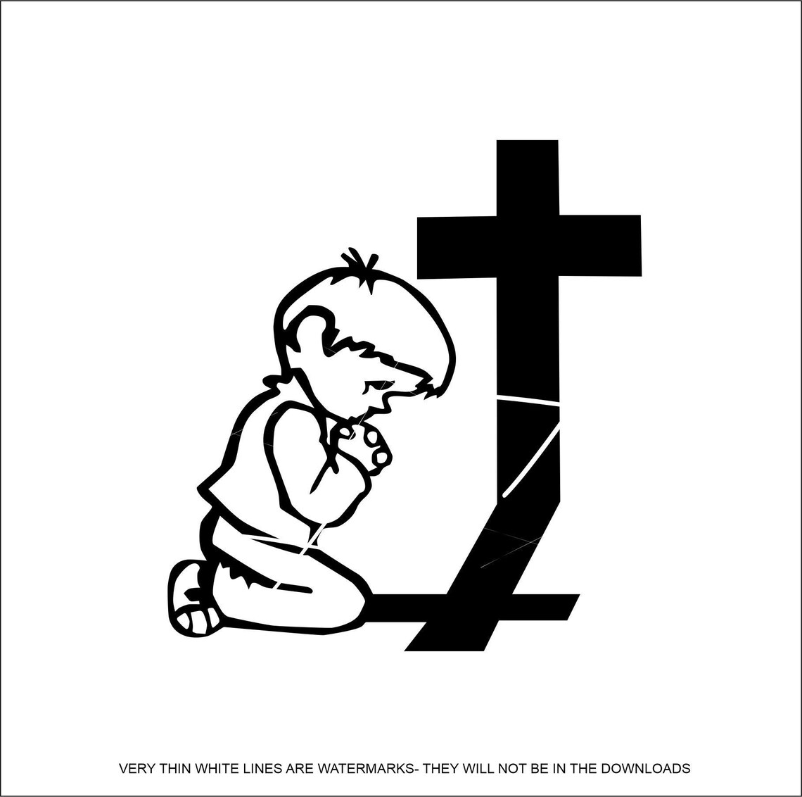 Young Boy Praying Sincerely at Cross God Jesus Religion Christian ...