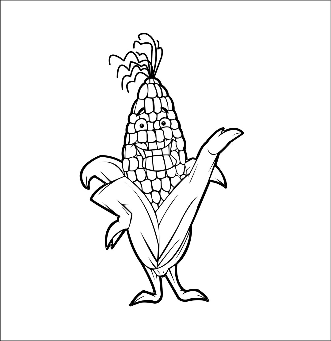 Corn Cob Man Funny Cartoon Food Grill Cooking Happy Cookout Season ...