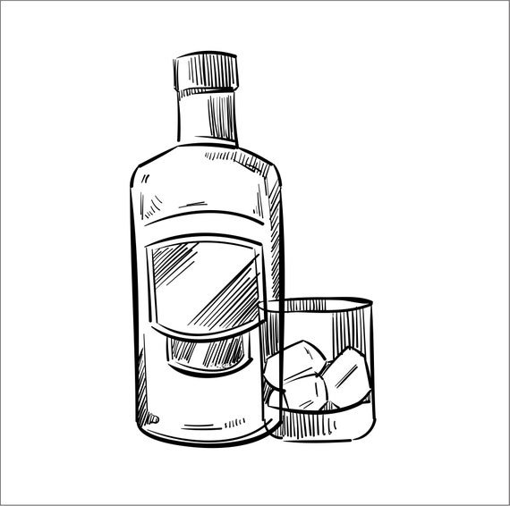 Bottle Whiskey Shot Glass Ice Cocktails Alcoholic Beverage | Etsy