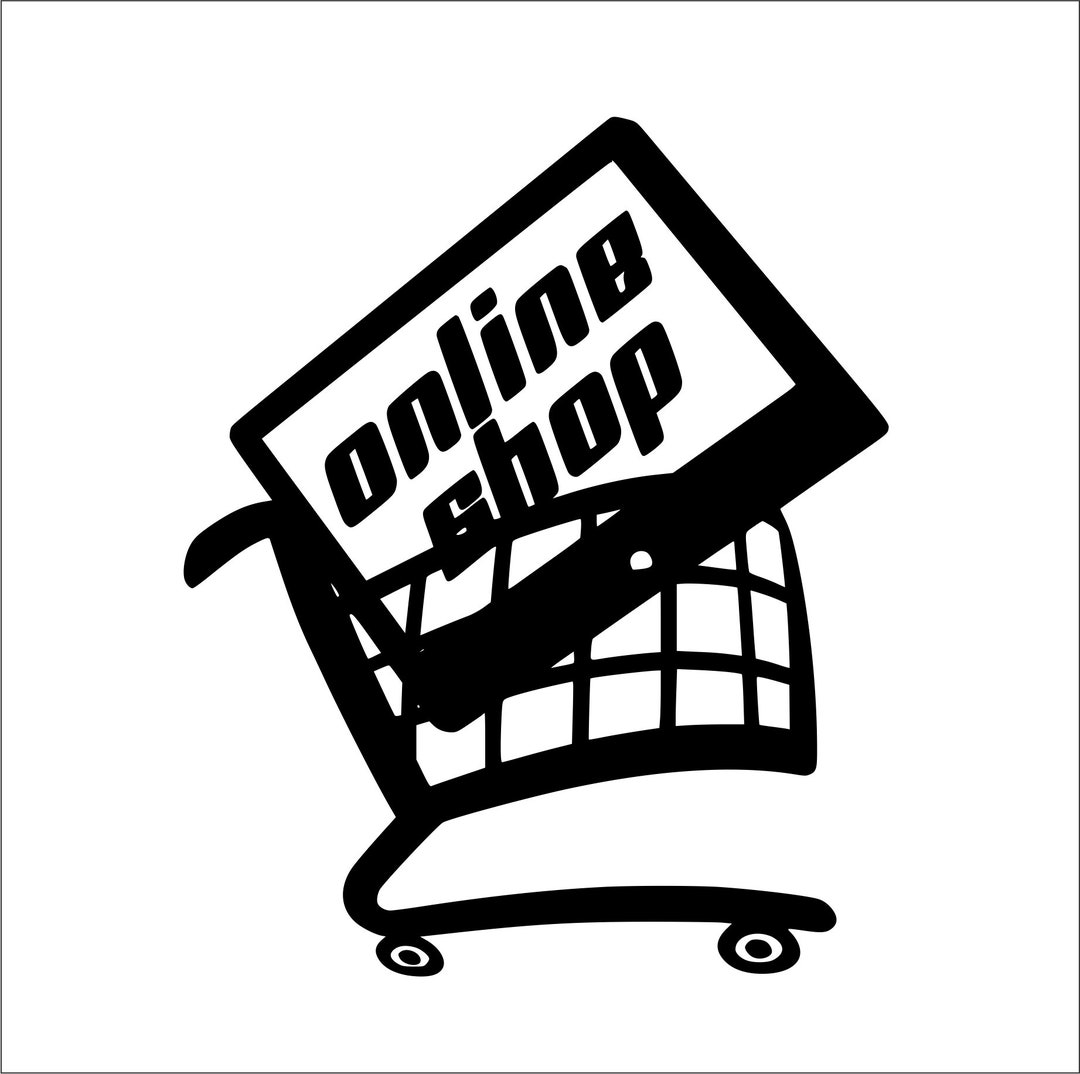 Online Shop Selling Sign Advertisement Shopping Cart Commerce Saying ...