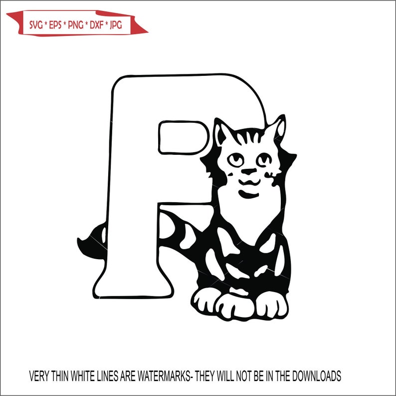 Cat Letter Alphabet P Capital ABC Learning Domestic Kitty Pet Make Word ...