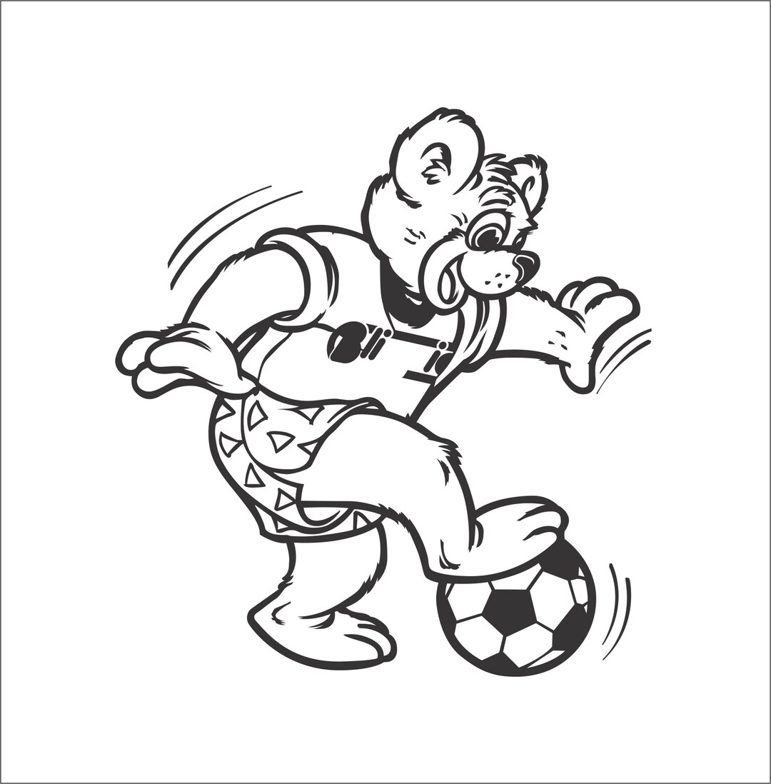 Bear Playing Soccer Kick Ball Goal Equipment Kids Activity Sport * SVG ...