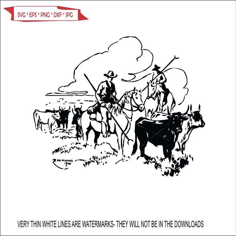 Cattle Drive Silhouette - Etsy