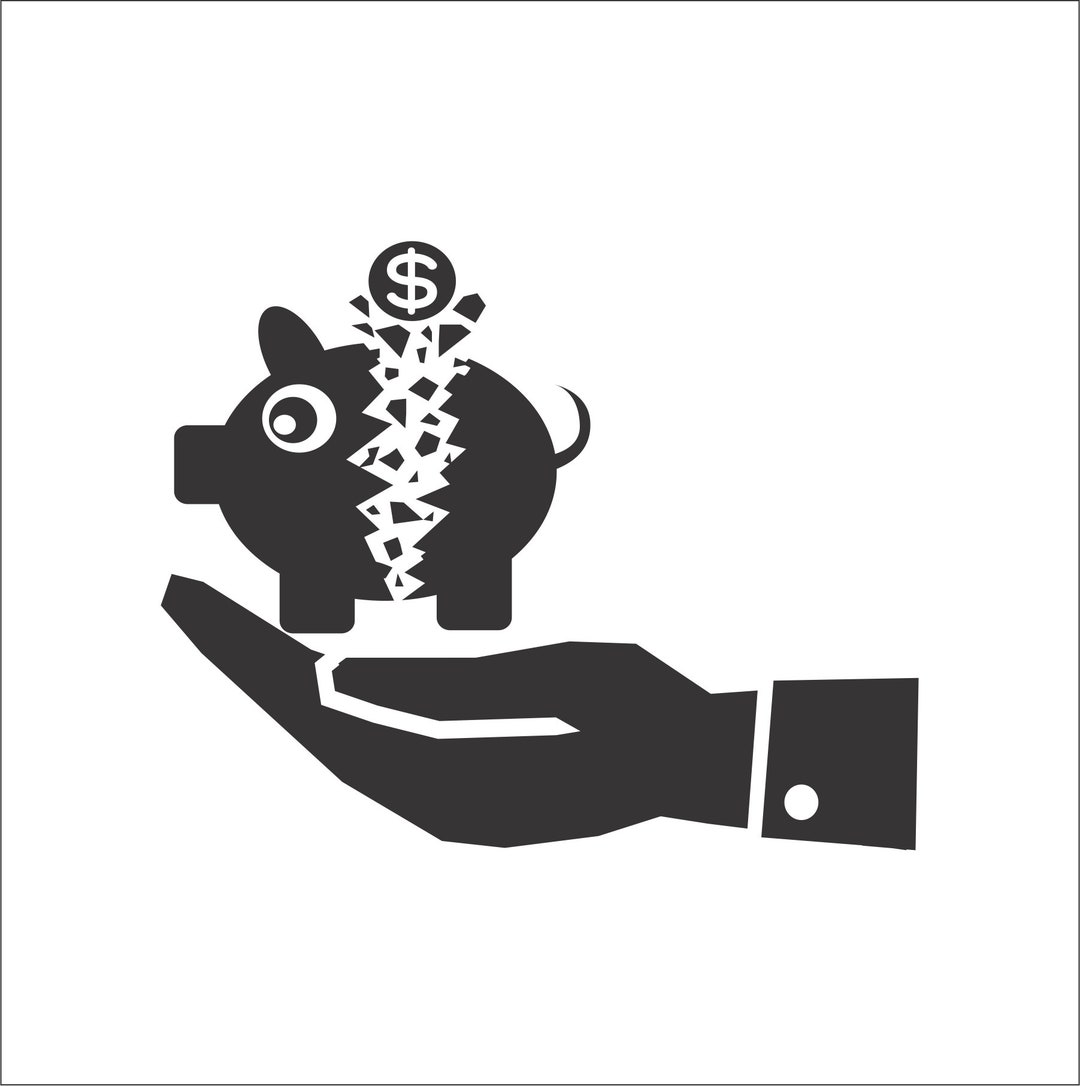 Piggy Bank Broken Break the Bank Save Money Dollar Sign Coin Hand SVG ...