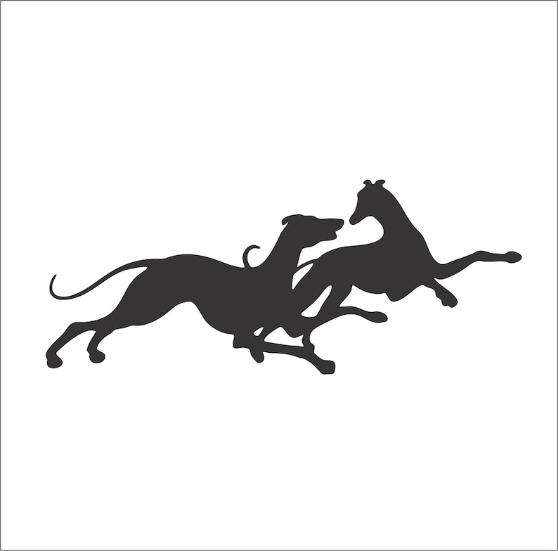 Greyhound 2 Dogs Playing Running Race Canine Dog Man Best Friend * Cut ...
