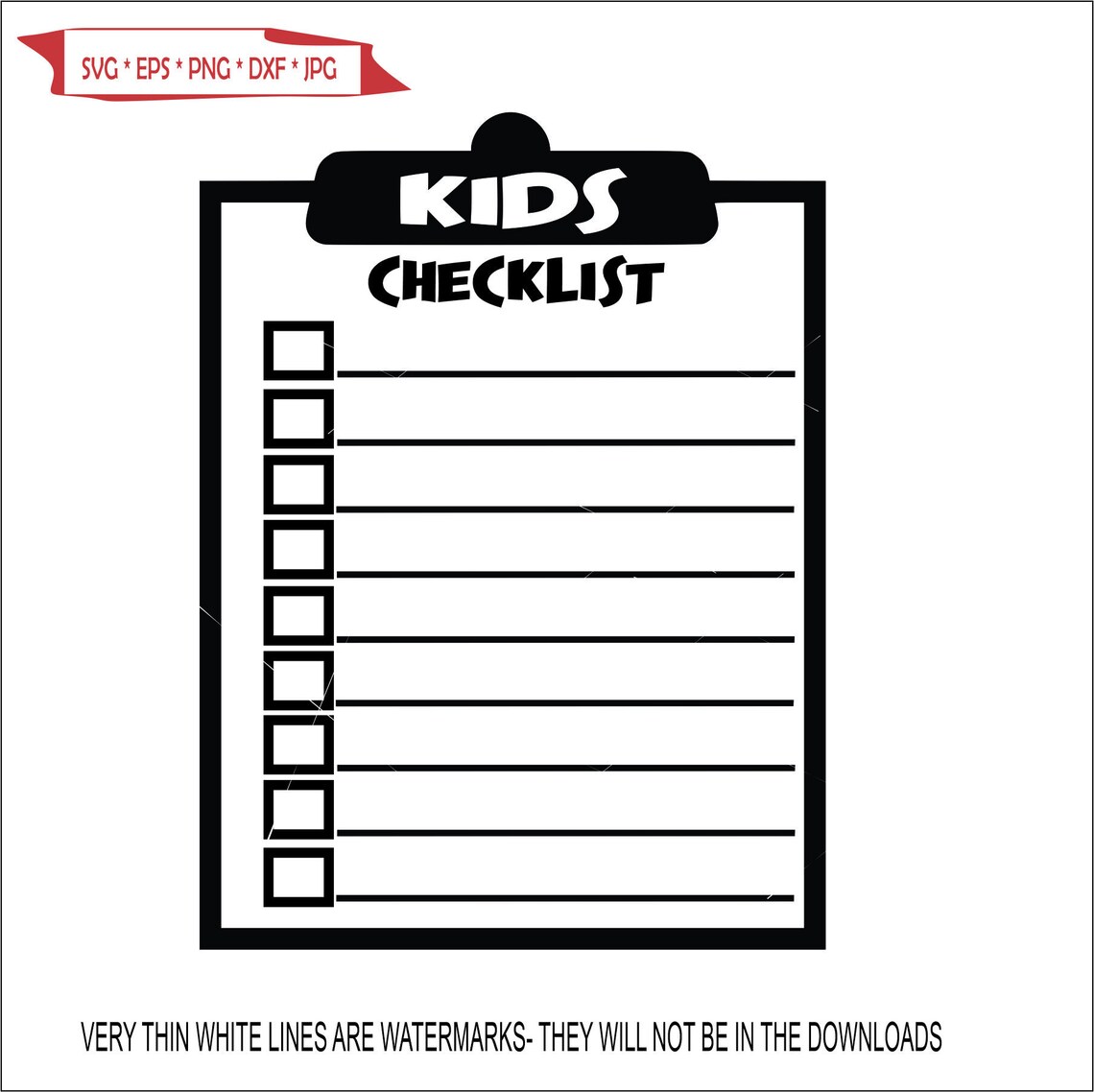 KIDS Checklist Clipboard to Do List Memo Information Task Job Business ...
