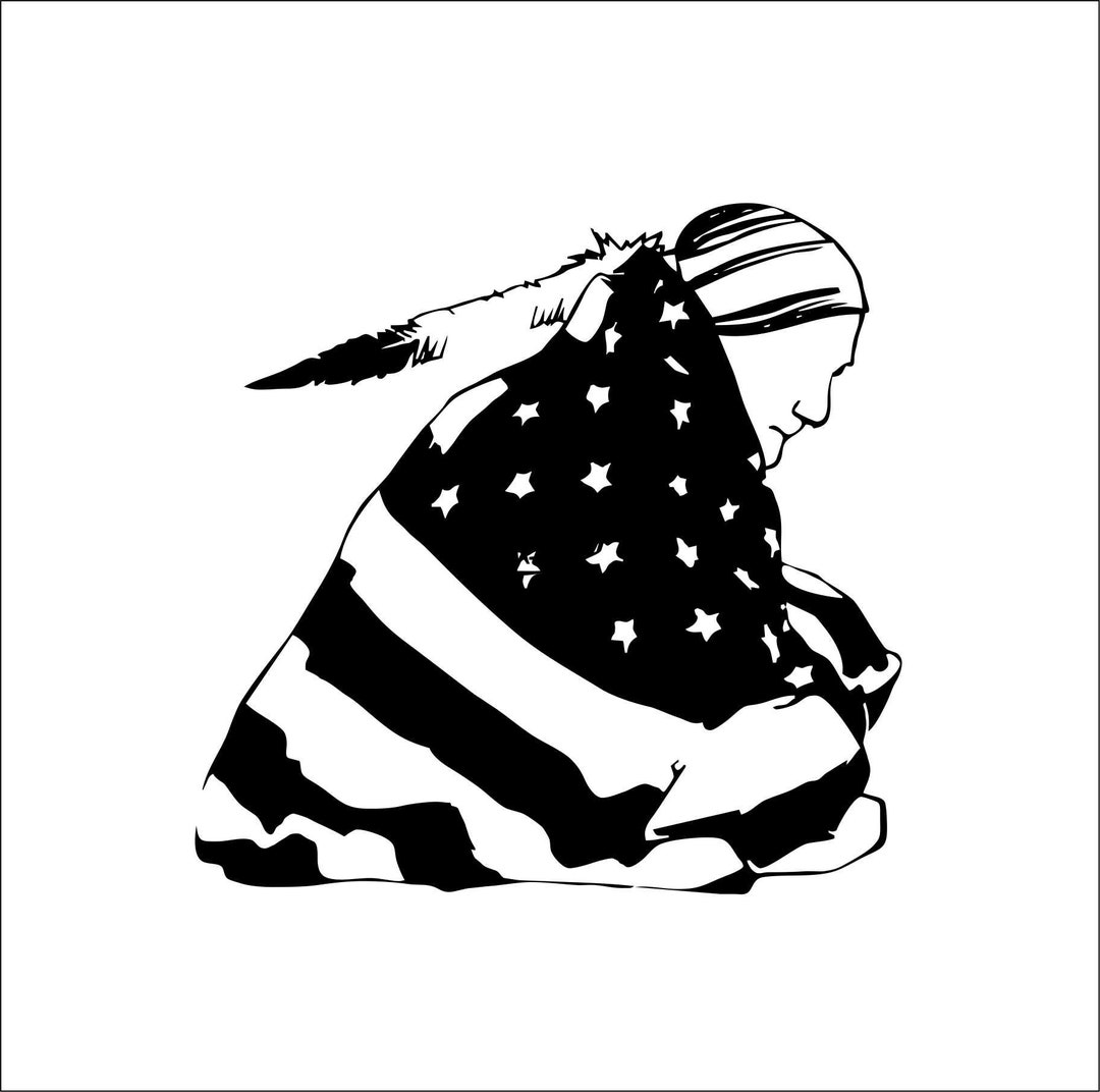 Indian Sitting Flag Blanket Wrapped in First Native American Culture ...