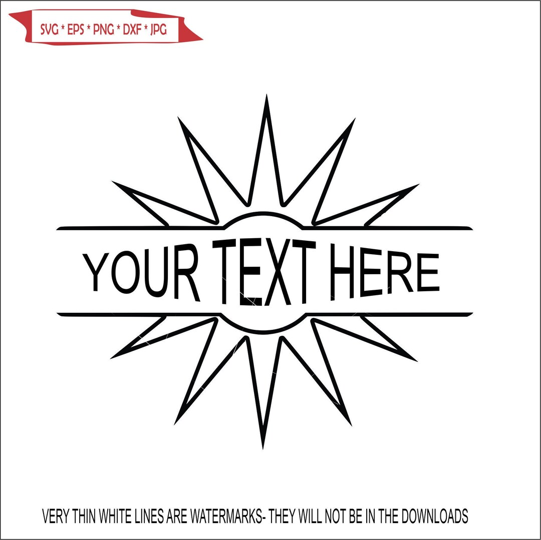 Monogram Sunburst Flash of Sunlight Add Text Word Name Sun Rays Shine ...