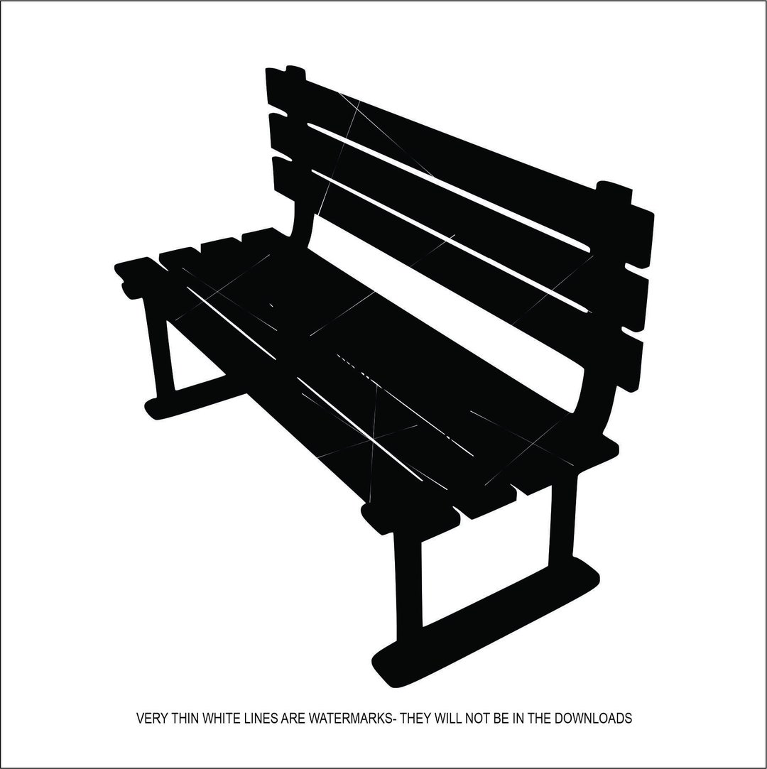 Wooden Bench Outdoor Seating Garden Park Landscape Furniture * Cut Sign ...