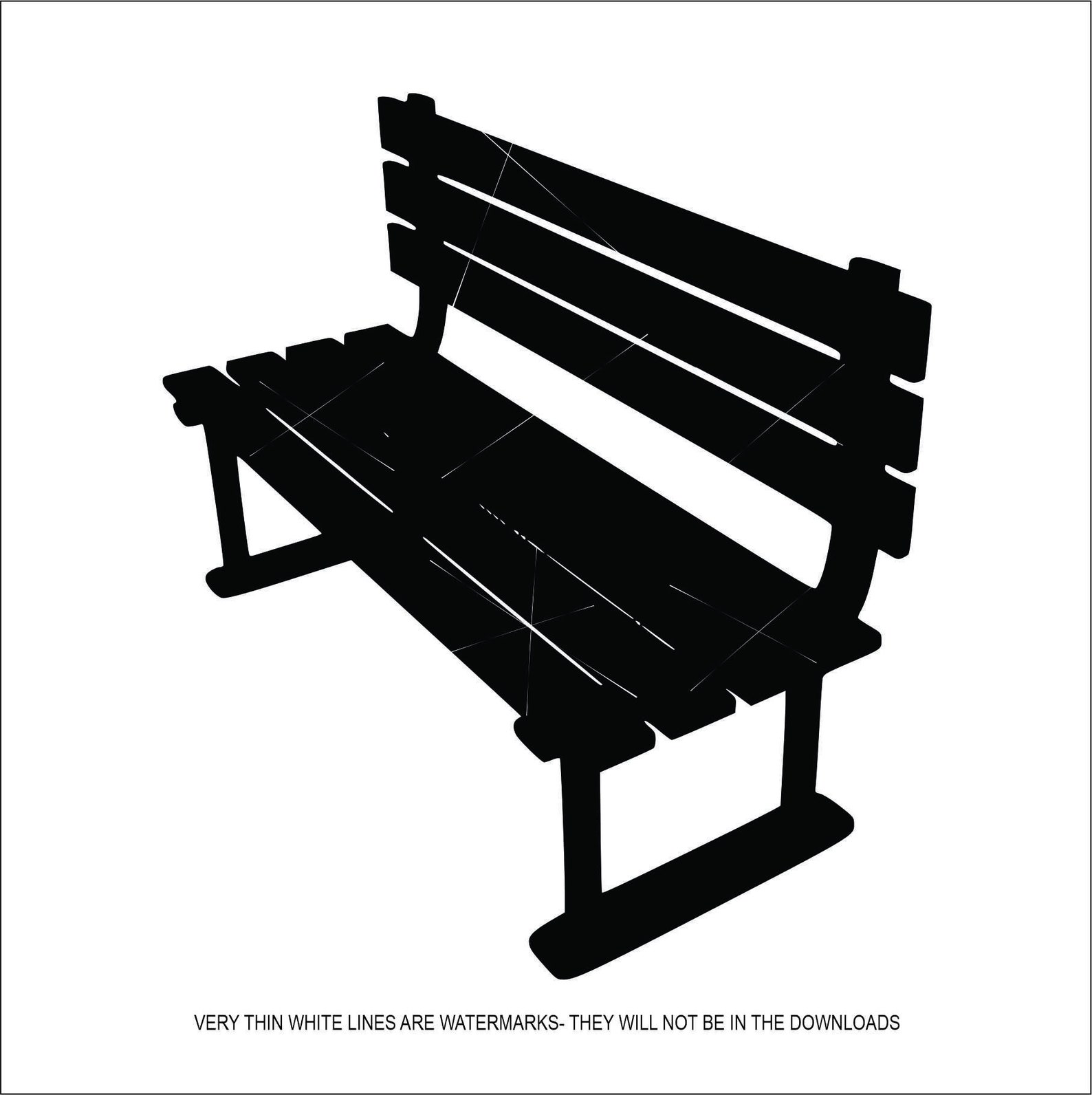 Wooden Bench Outdoor Seating Garden Park Landscape Furniture * Cut Sign ...