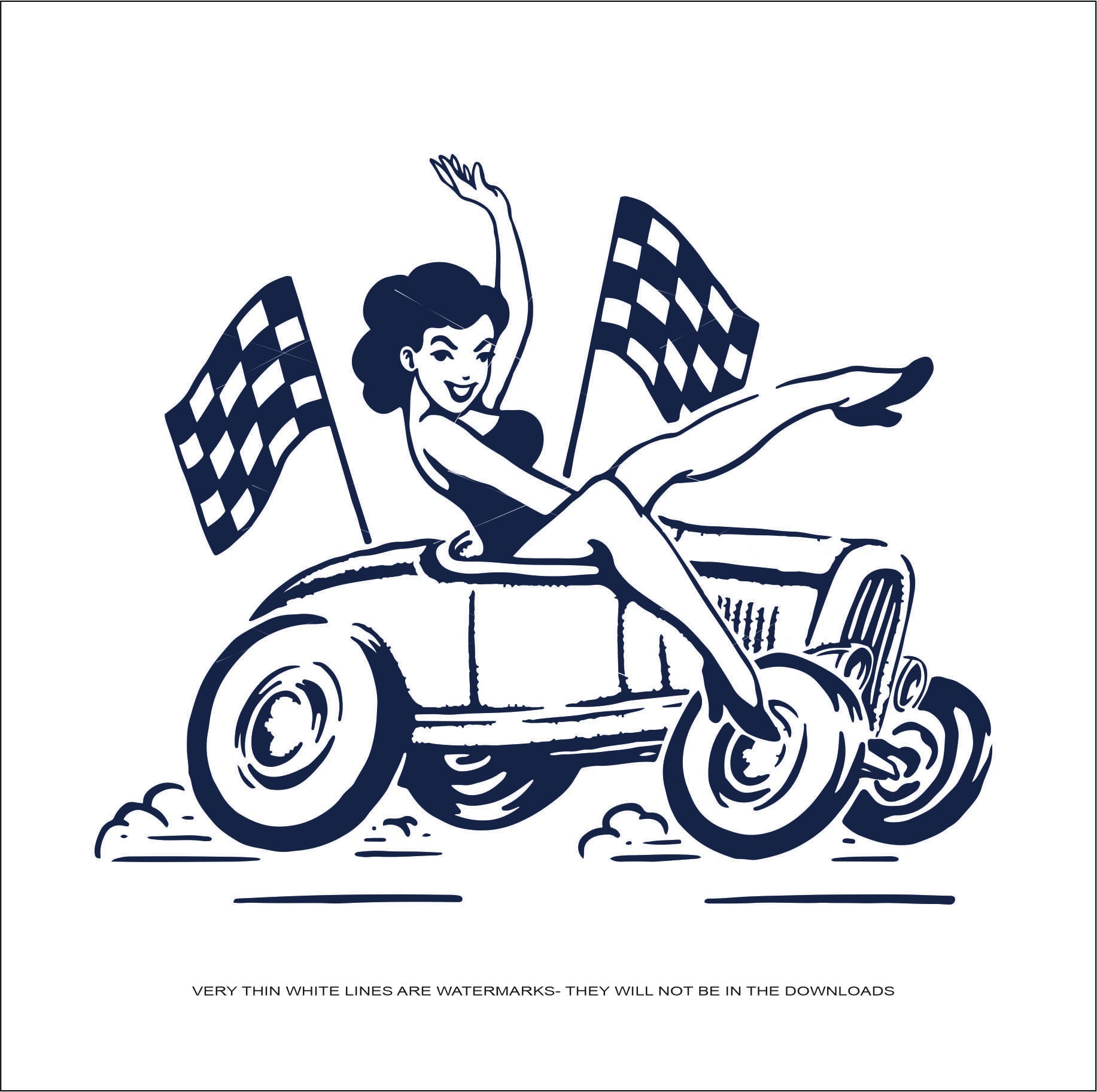 Race Car Flags Cartoon