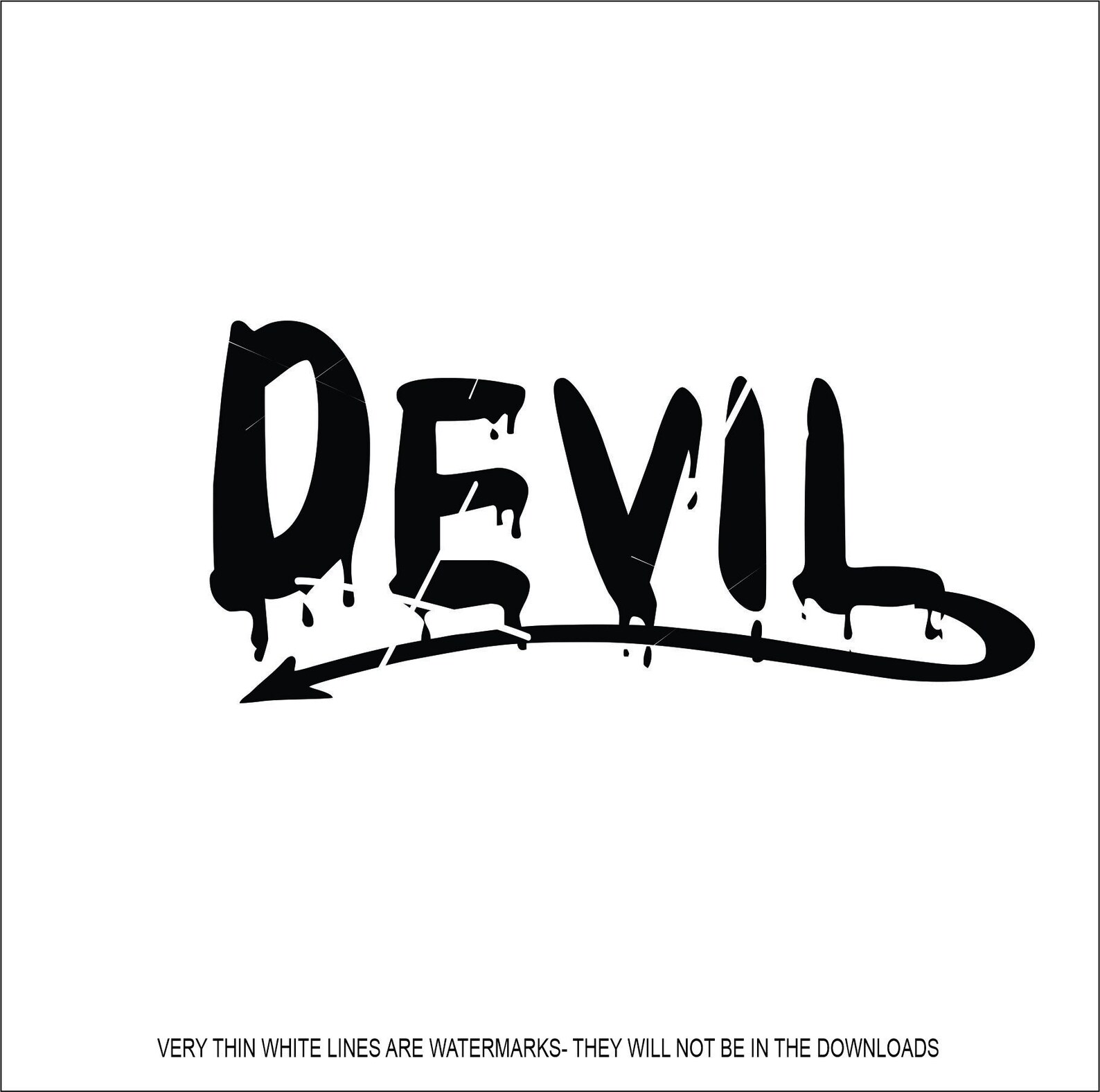 Devil Arrow Tail Spelled Out One Drooling Gory Blood Design Scary Hell ...