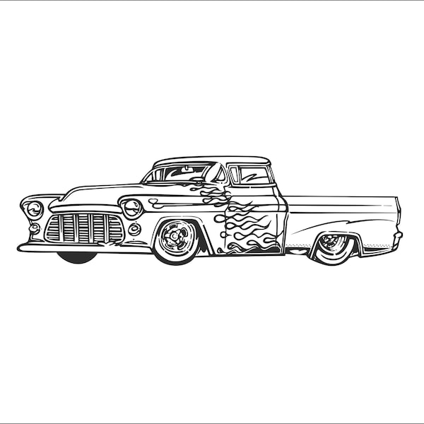 Chevy Truck With Flames Svg - Etsy