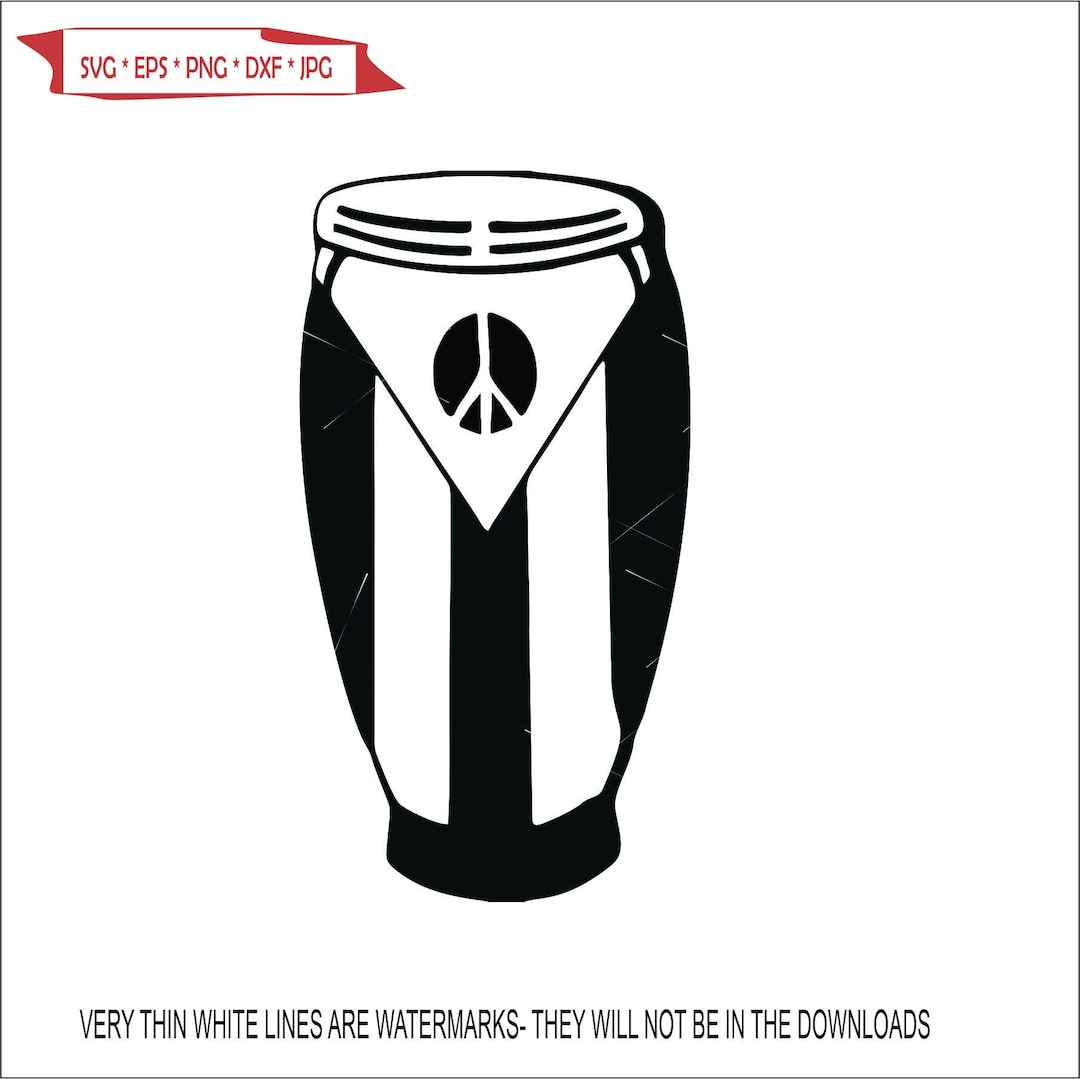 Peace Sign Bongo Drum African Cuban Music Conga Instrument Percussion ...