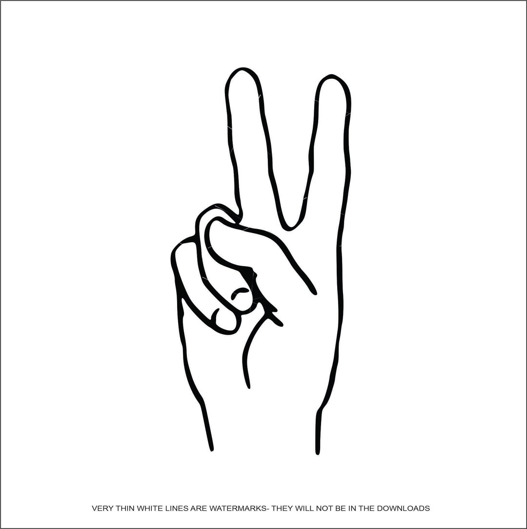 Hand Gesture Peace Sign 2 Fingers Raised Emoji Hippies 60's Vietnam War ...
