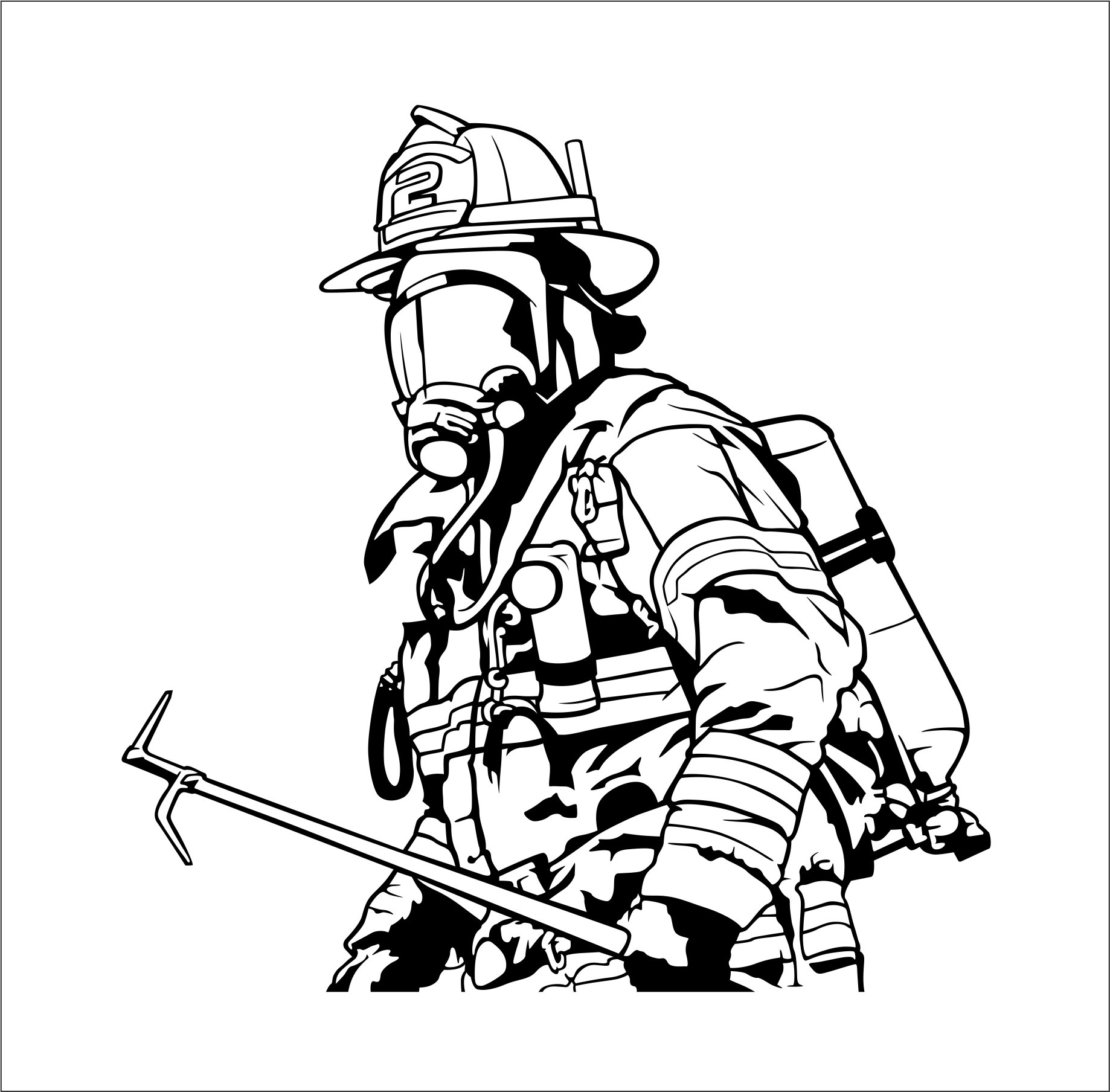 Fire Fighter Clip Art Black And White