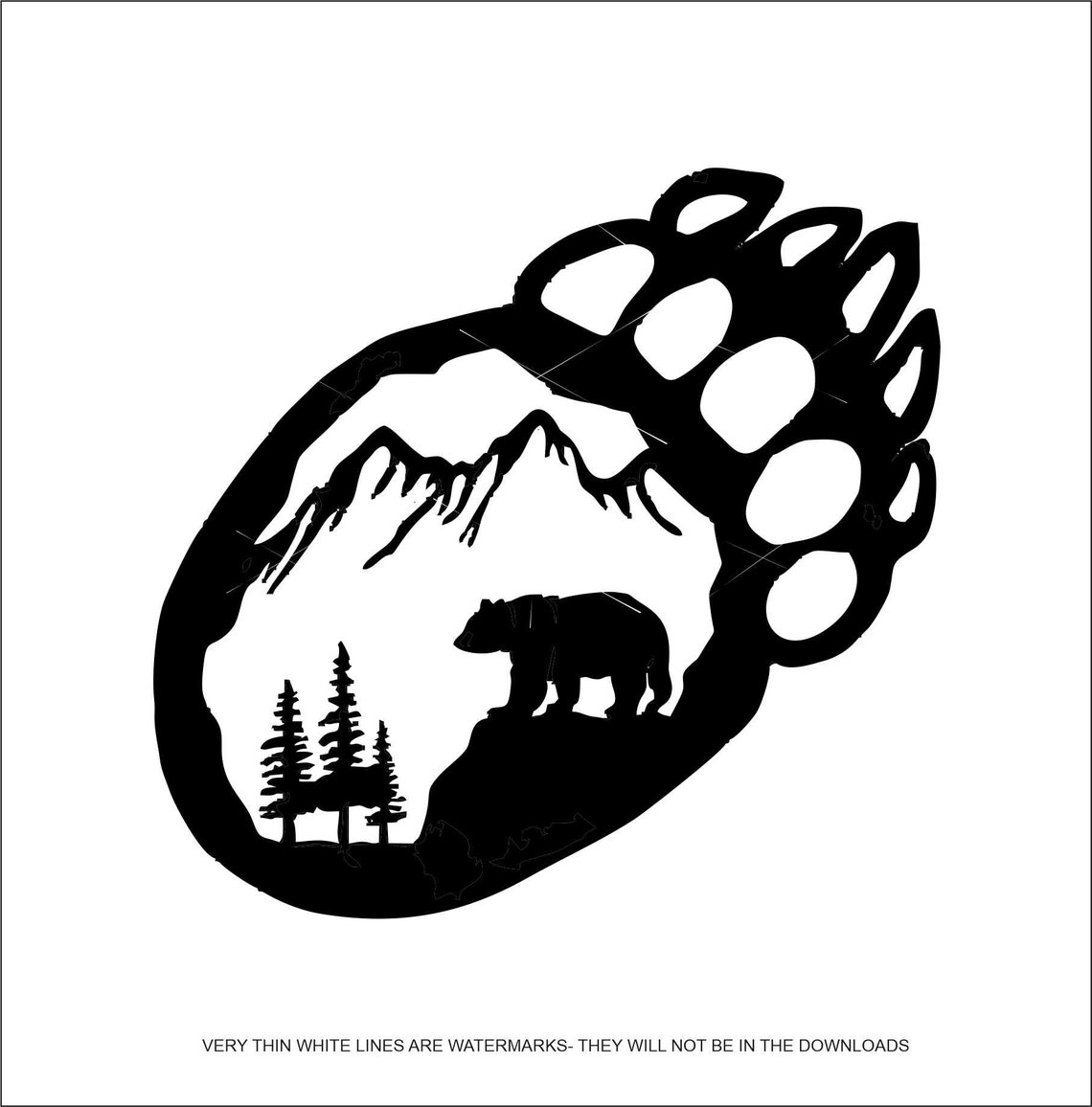 Grizzly Bear Claw Paw Mountain Scenery Wilderness Pine Tree - Etsy