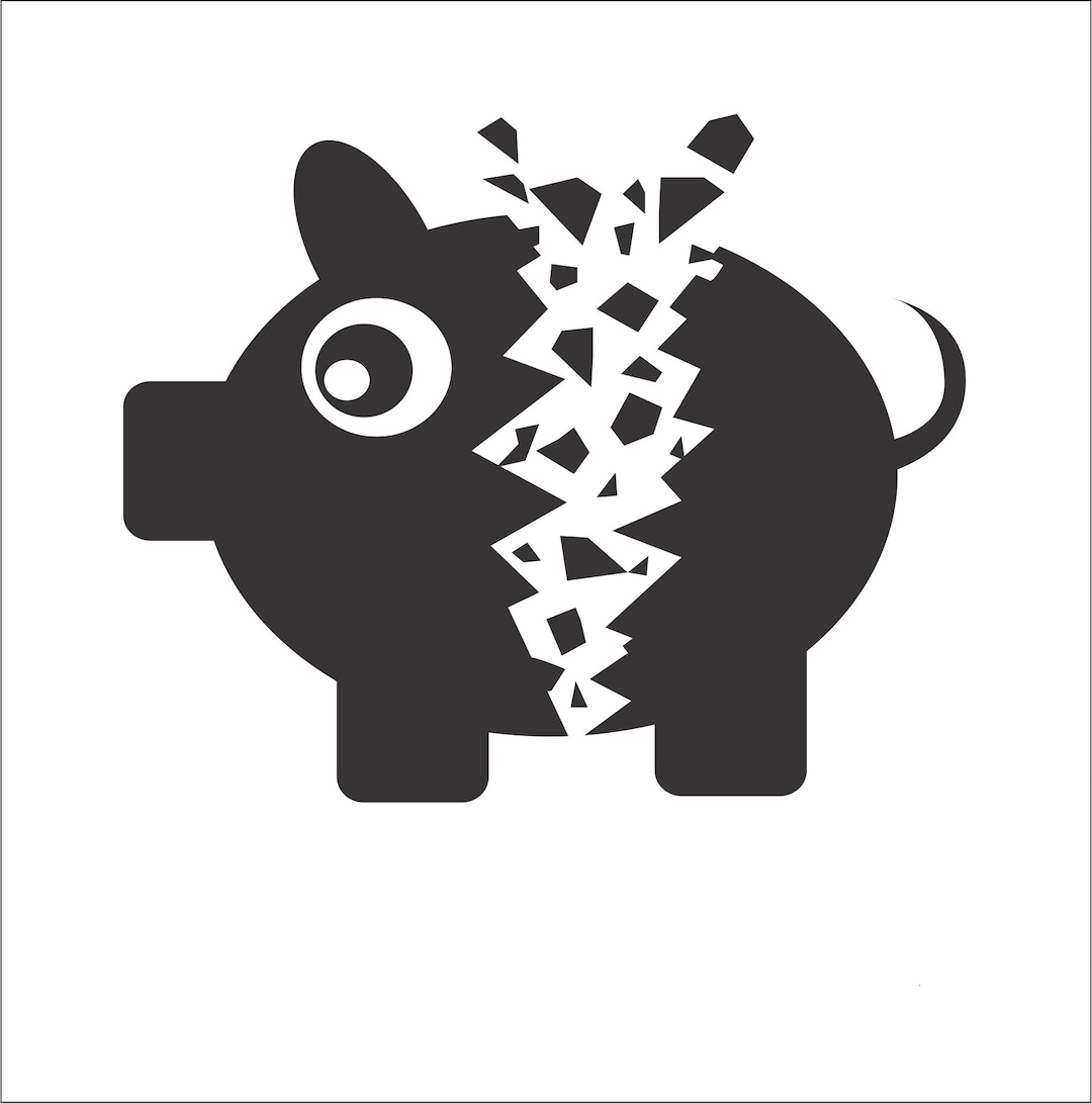 Broken Piggy Bank Break the Bank Save Money Dollar Sign SVG * Image ...