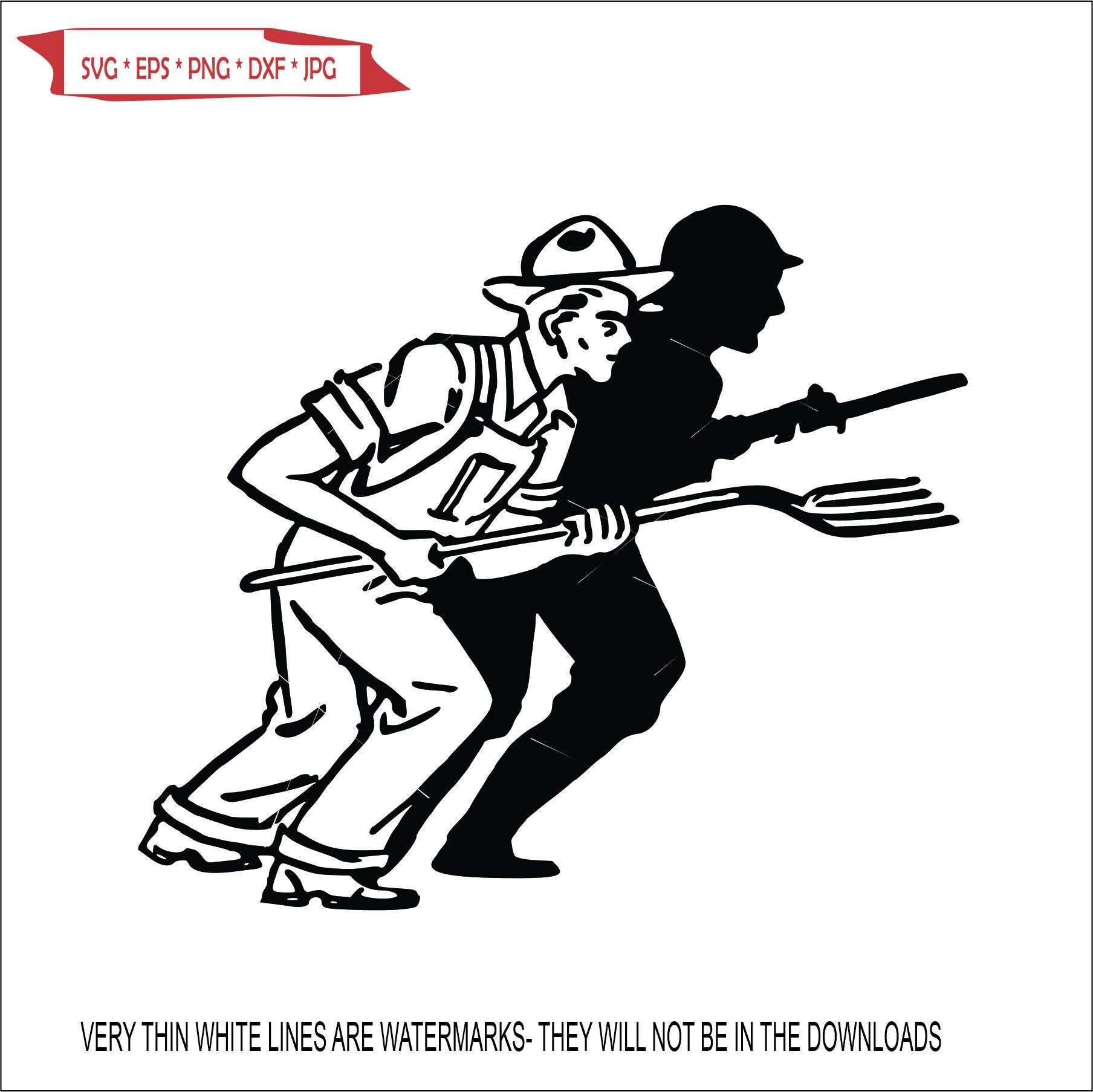 Farm Pitch Fork Shadow Soldier Rifle Military Veteran Serve Duty ...