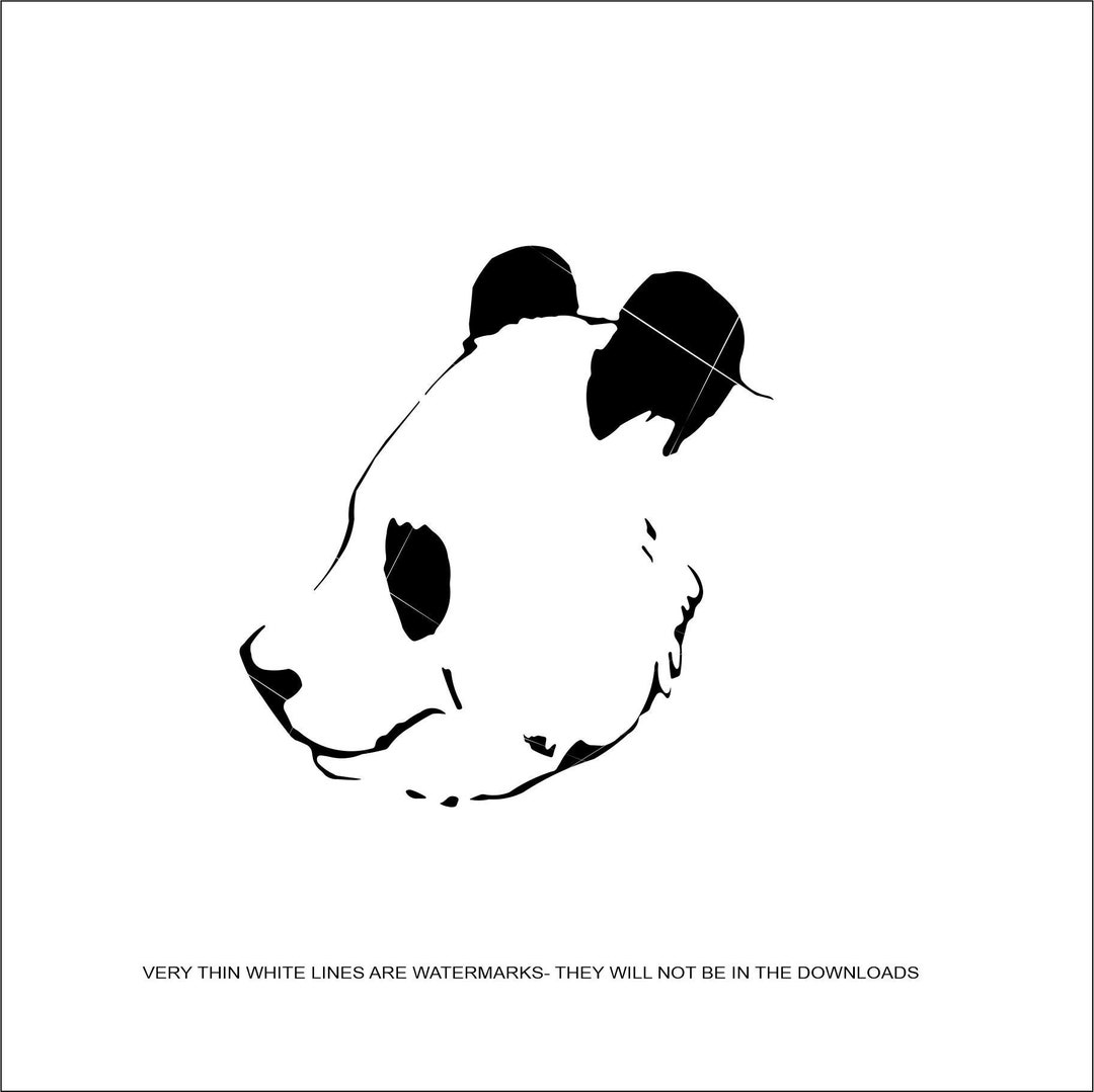 Giant Panda Head Side View Zoo Animal China Chinese Bear Forest Outline ...