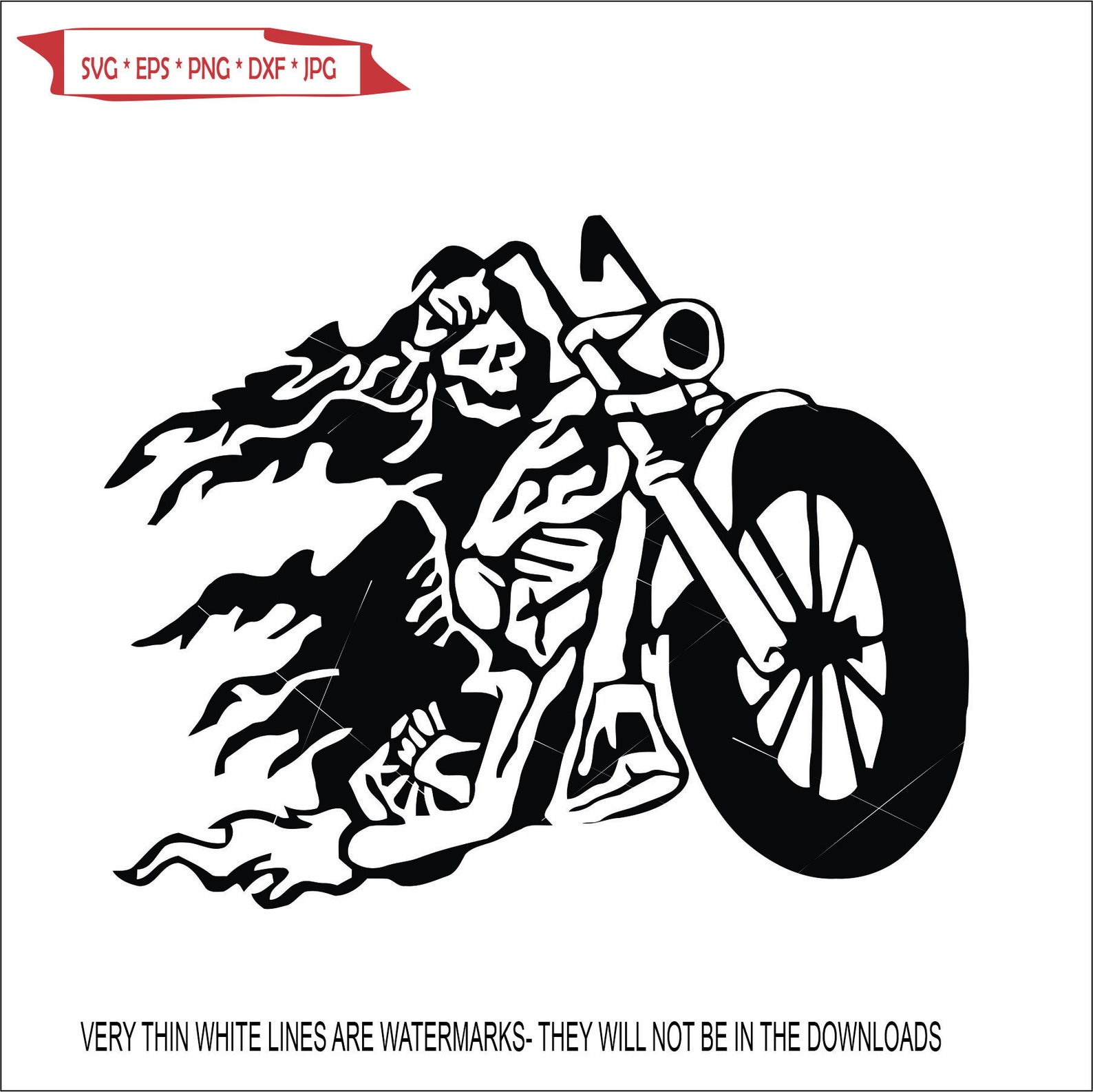 Motorcycle Skull Fire Flames Dead Skeleton Bike Outlaw Rider - Etsy