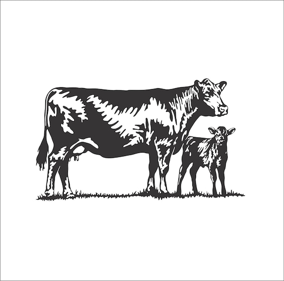 Cow Baby Calf Cattle Mommy Mom Cow Farm Animal Milk Dairy - Etsy