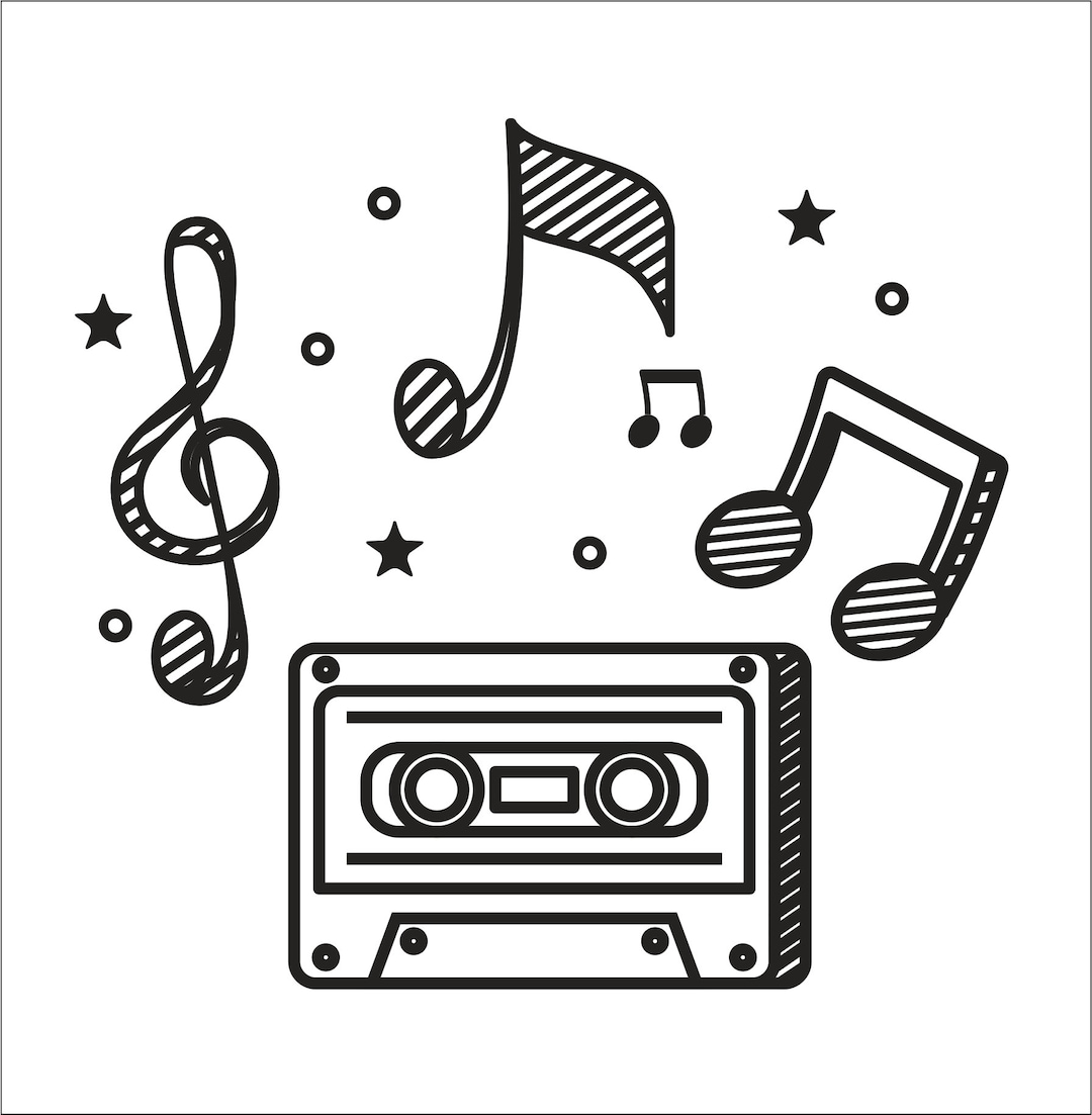 Old Cassette Tape Audio Music Notes Staff Antique Record Songs Keys ...