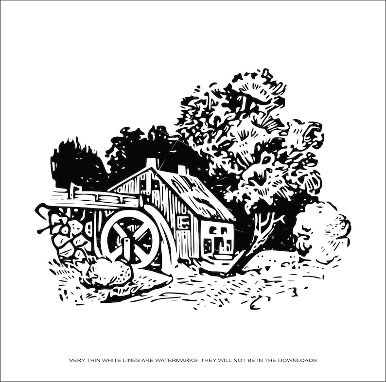 Water Wheel Mill Scenery Nature Forest House Barn Animal - Etsy