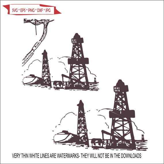 Oil Rig Platform Yellowstone Field Wells Extract Pump - Etsy