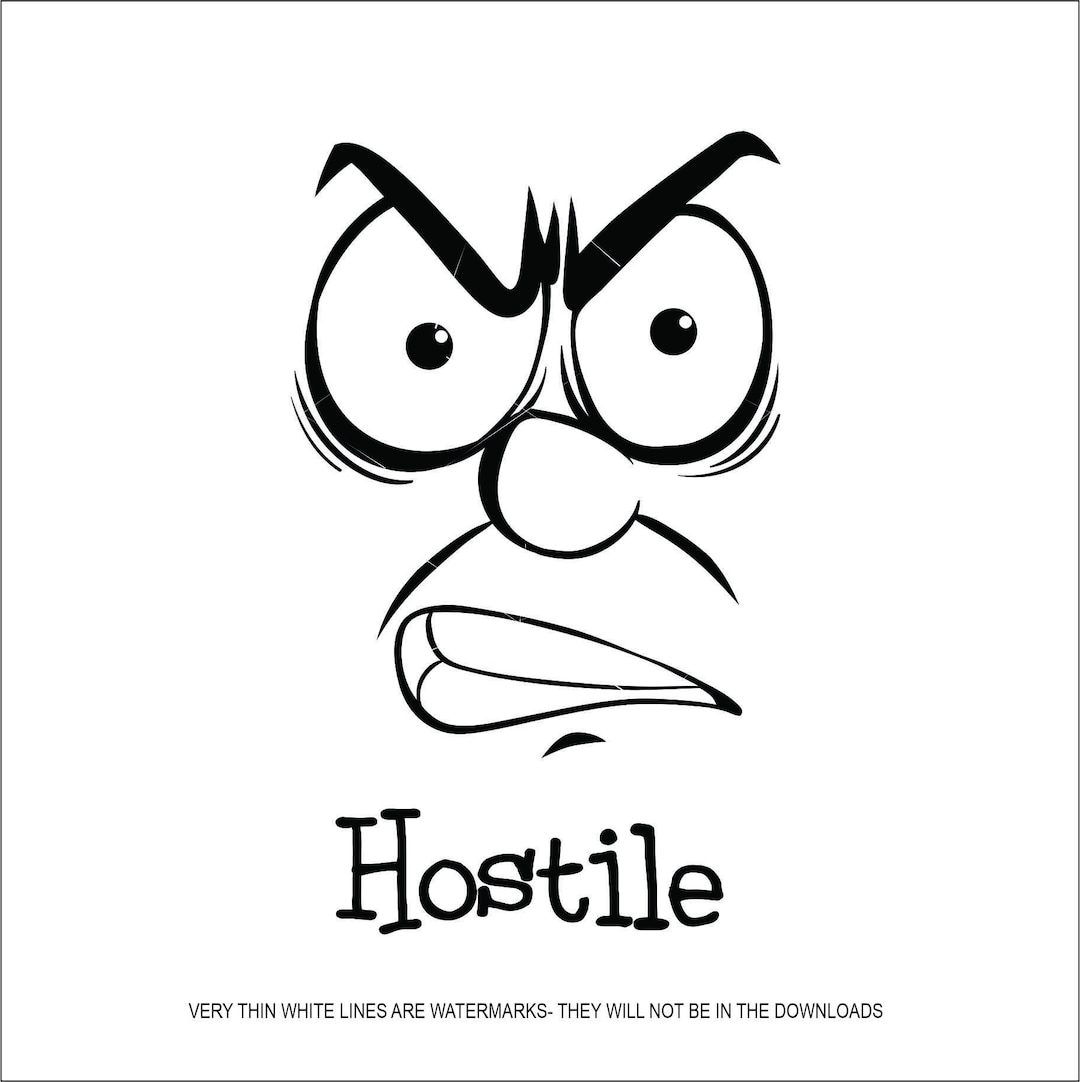 Face Hostile Expression Looks Like Tongue Out Cartoon Unfriendly Mean ...