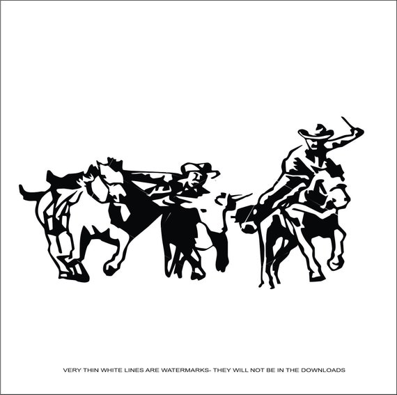 Team Roping Calf Rope Rodeo Cattle Heeler Steer Horse Equine | Etsy