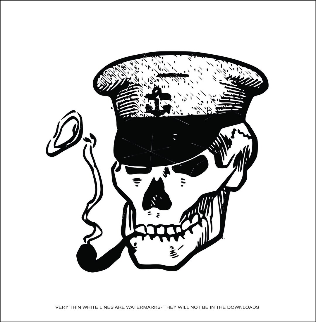 Navy Skull Smoke Pipe Skeleton American Officer Captain Cap Military ...