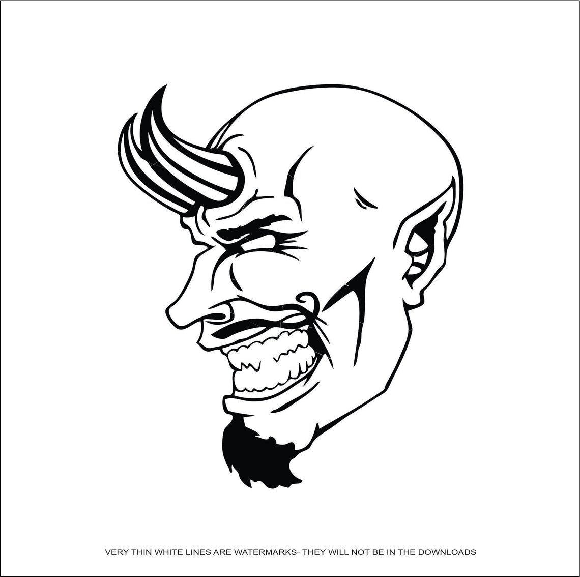 Devil Face Skull Mustache Goatee Evil Look Lucifer Satan - Etsy