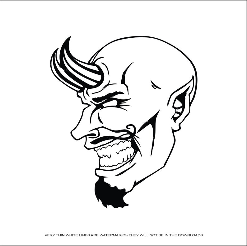 Devil Face Skull Mustache Goatee Evil Look Lucifer Satan - Etsy