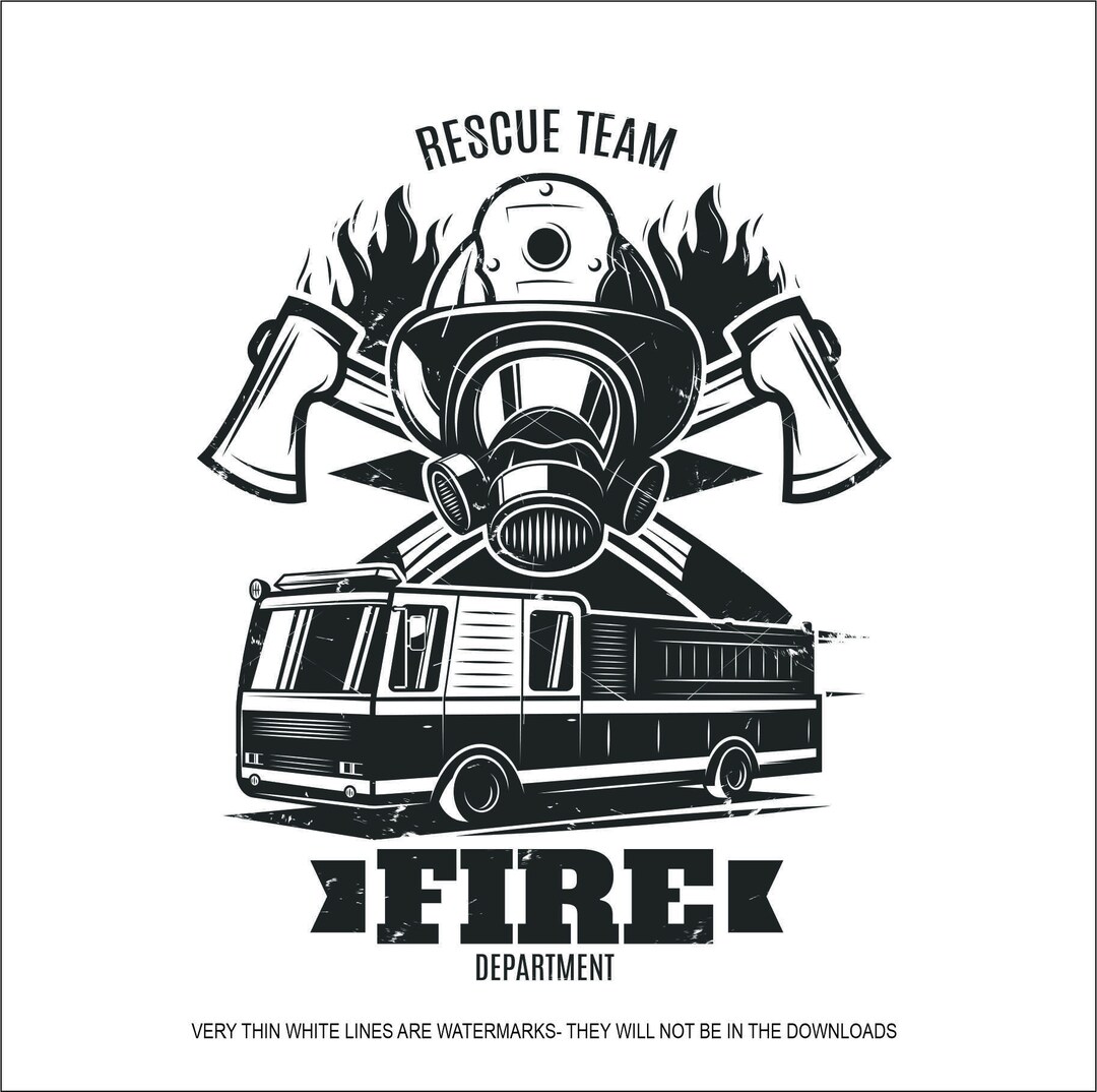 Rescue Team Fire Department Sign Helmet Axe Extinguisher Firefighter ...