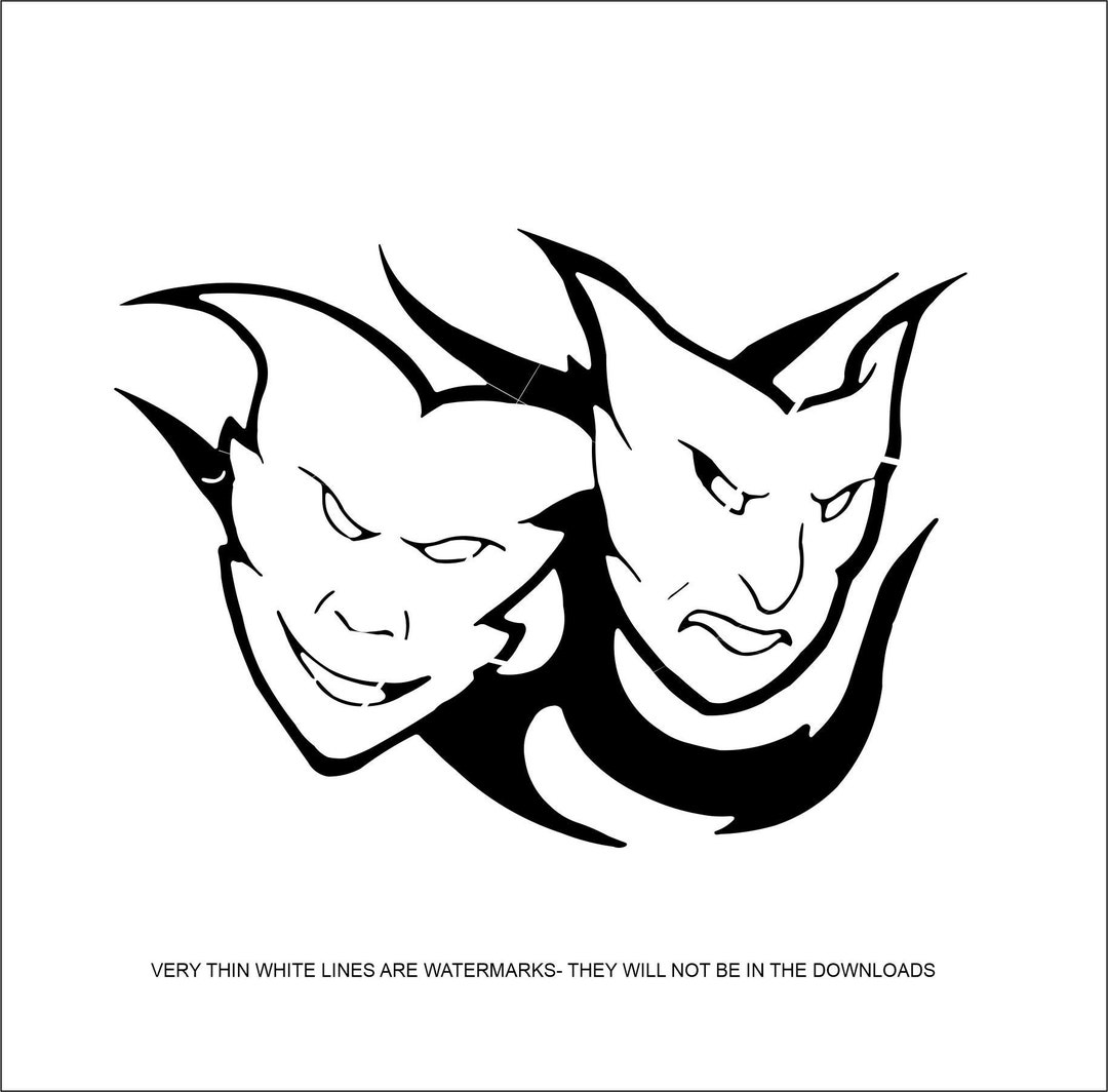 Theater Mask Tragedy Smile Sad Face Scary Spooky Comedy Devilish Stern ...