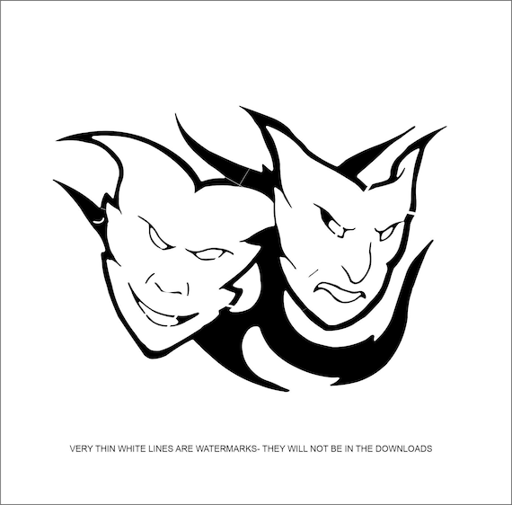 Theater Mask Tragedy Smile Sad Face Scary Spooky Comedy | Etsy