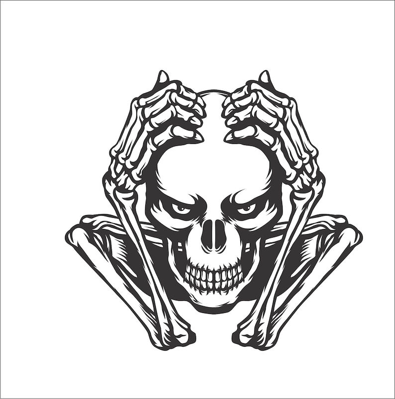 Skeleton Hands Holding Head Headache Skeletal Cranium Skull - Etsy