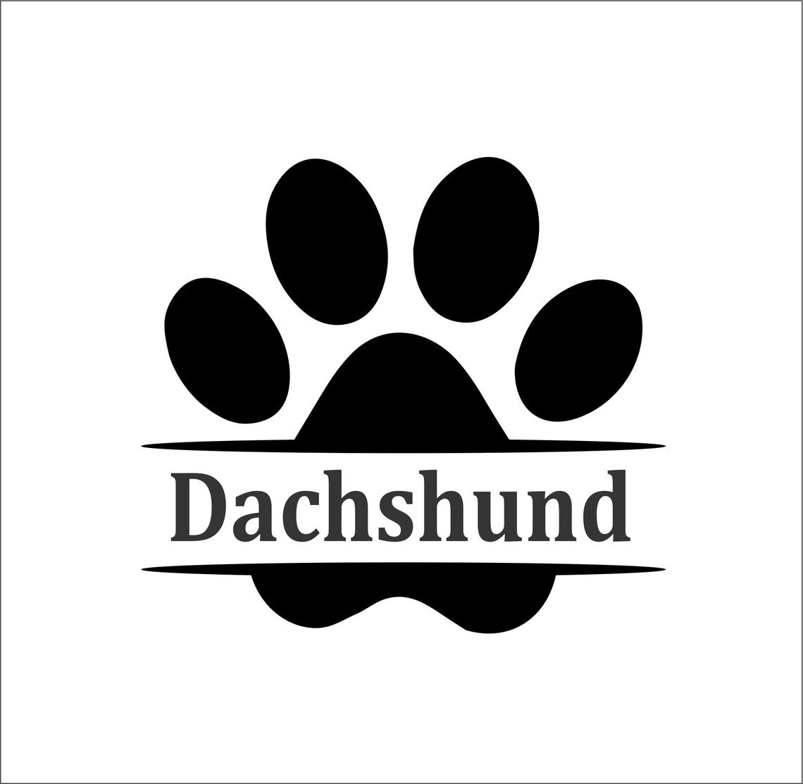 Dog Dachshund Paw Print With Name Pooch Paws Friendly Spunky Domestic ...
