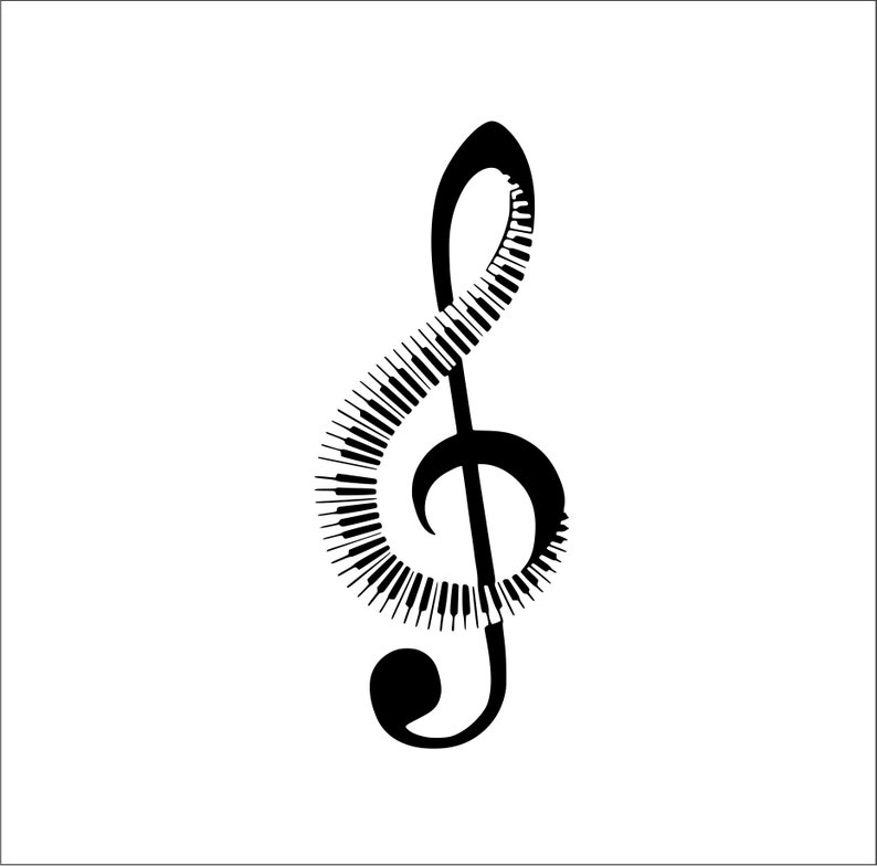 Music Staff Note Treble Clef Wrapped Piano Keys Pitch Read Music * Cut ...