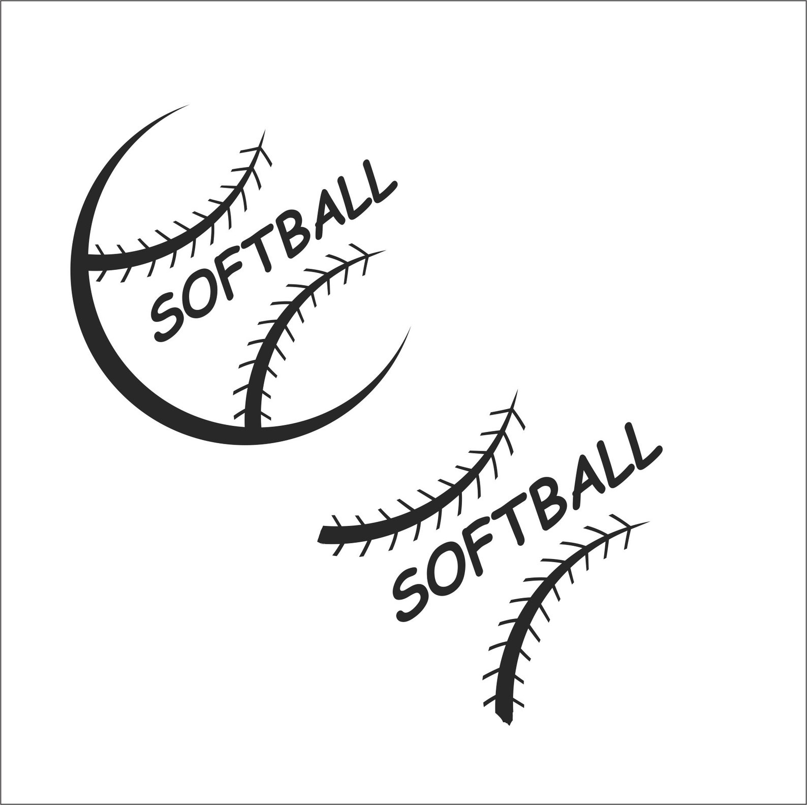 Softball Ball Lace 2 Design Sports Fastpitch Little League Kids Team ...