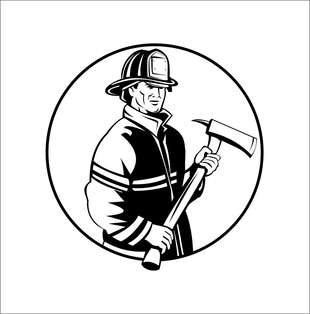 Fireman Holding Firefighter's Pick Head Axe Hoe Cutting Bit Pick * Cut ...