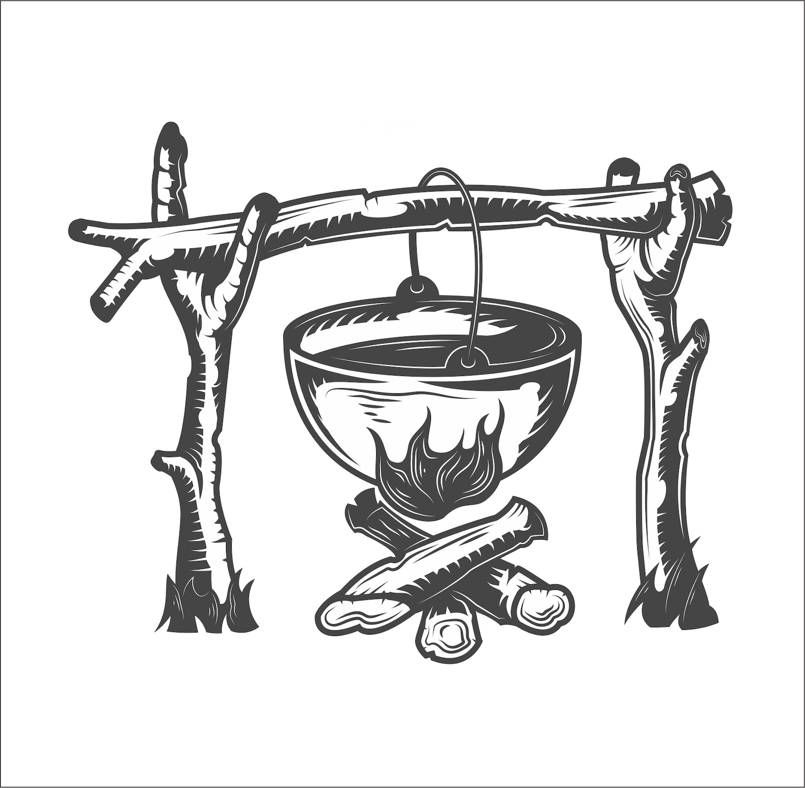 Pot Kettle Cooking Open Fire Pit Logs Wood Camping Backyard Chef Cook ...