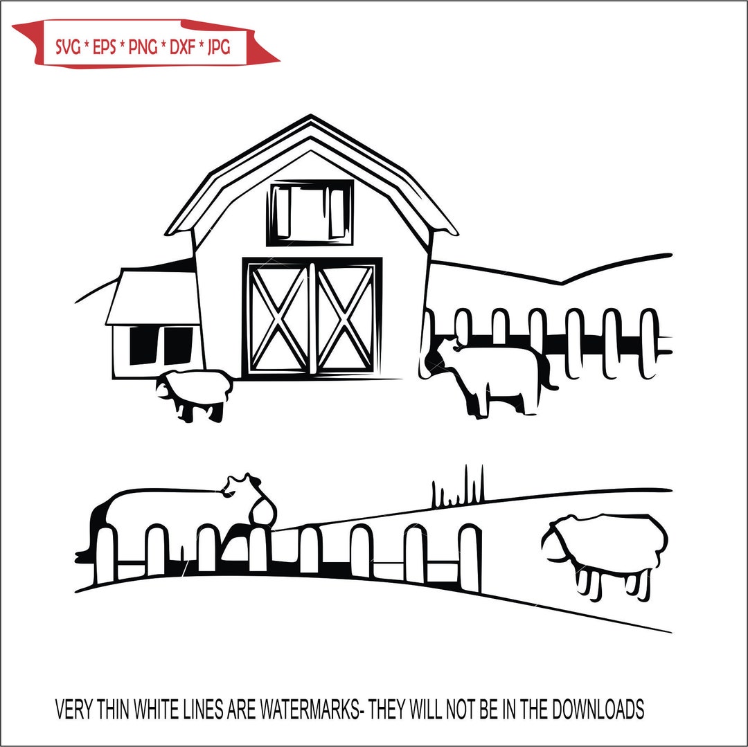 Rural Farm Barn Scenery Horse Fence Line Barn Western Landscape Country ...