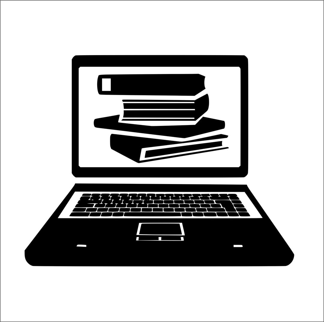 Simple Laptop Books on Screen Notebook Computer Gaming Home Schooling ...
