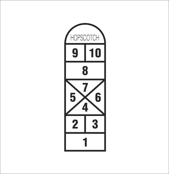Hopscotch Diagram Traditional Game Chalk Sidewalk Hop Toss Etsy