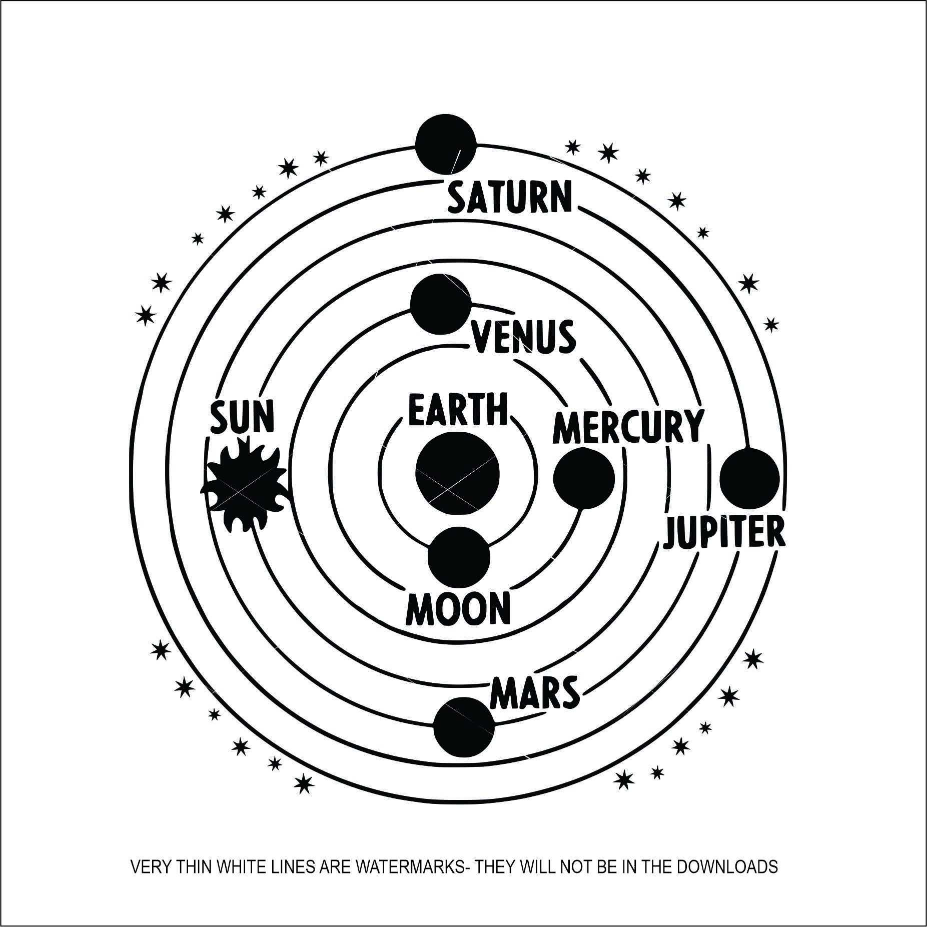 Solar System Black And White Clipart